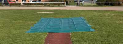 Tarpaulin long jump pit covers in any size and colour