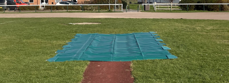 Tarpaulin long jump pit covers in any size and colour
